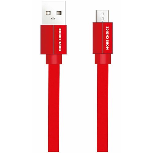 Дата-кабель More choice USB 2.1A для micro плоский USB K20m нейлон 1м (Red)