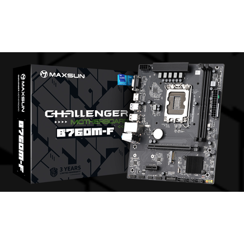 Материнская плата MaxSun Challenger B760M-F, Socket1700, Intel B760, mATX