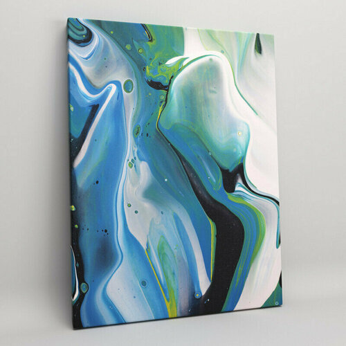Картина на холсте (интерьерный постер) "Синий мрамор - абстракция", с деревянным подрамником, размер 30x40 см
