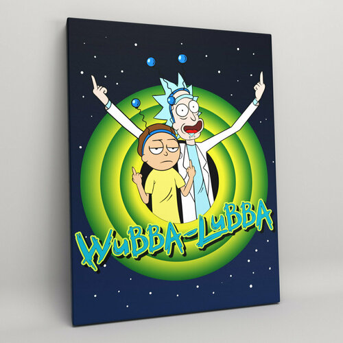Картина на холсте (интерьерный постер) "Рик и Морти - Вубба Лубба №2" мультфильмы, сериалы и кино, с деревянным подрамником, размер 30x40 см
