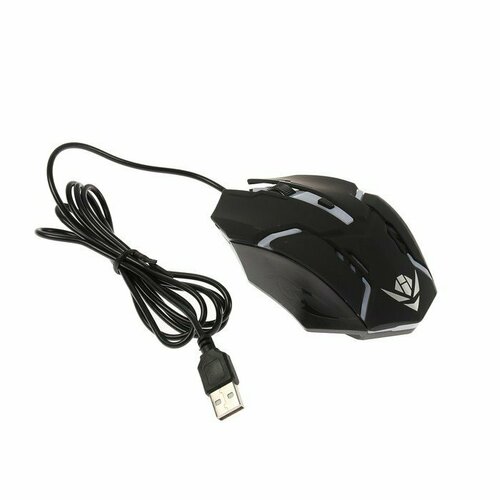 Мышь Nakatomi MOG-03U Gaming, игровая, проводная, 4 кнопки, подсветка, 1600 dpi, USB, чёрная (комплект из 3 шт)