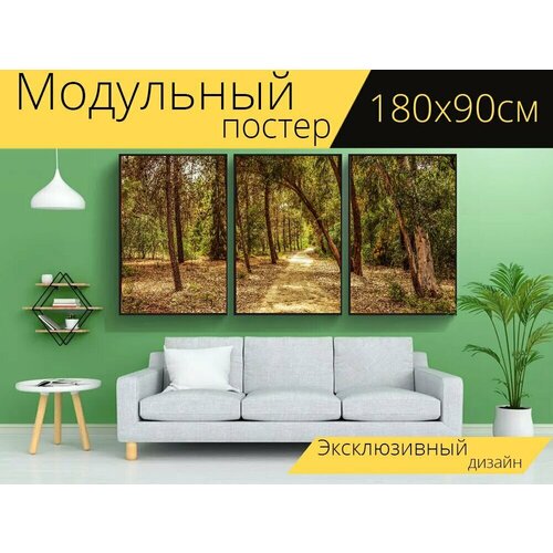 Модульный постер "Лес, парк, деревья" 180 x 90 см. для интерьера