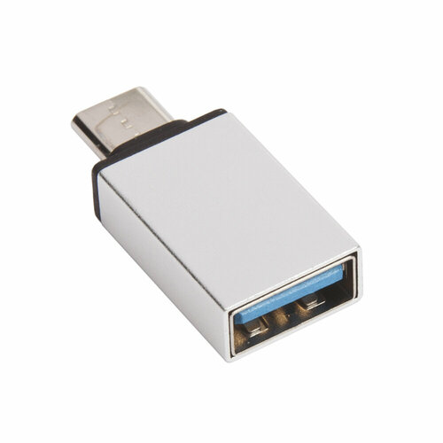 USB OTG адаптер на разъем USB Type-C LP металлический серебряный, европакет