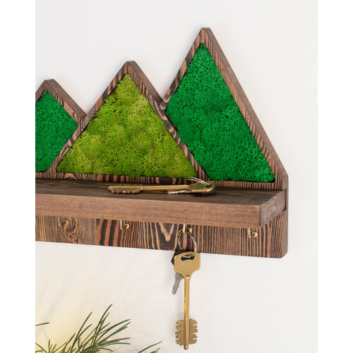 Ключница деревянная с полочкой All About Wood "Горы", 20х3х5 см