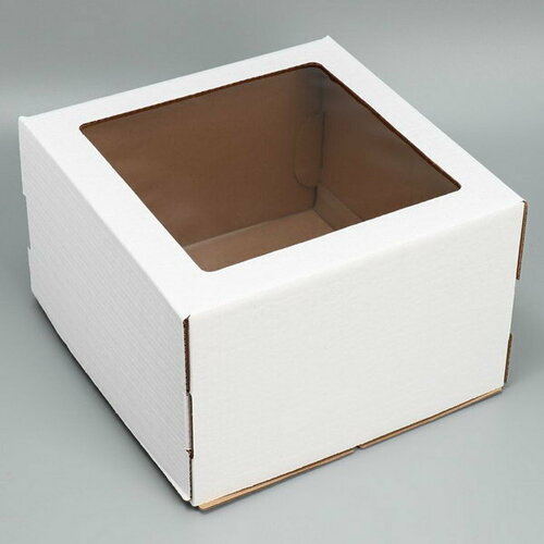Коробка для торта с окном "Белая" 29.5 x 29.5 x 19 см, 5 шт.