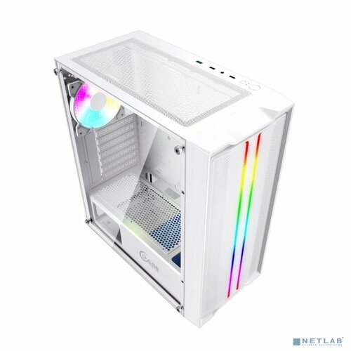 Powercase Корпус Powercase CMIEW-F4S Корпус Mistral Evo White, Tempered Glass, 1x 120mm PWM ARGB fan + ARGB Strip + 3x 120mm PWM non LED fan, белый, ATX (CMIEW-F4S) Белый