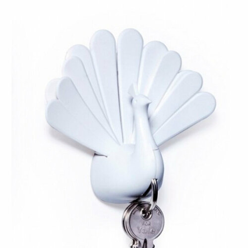 Ключница Qualy Peacock 11.5x4.5x10см, белая, пластик (QL10193-WH)