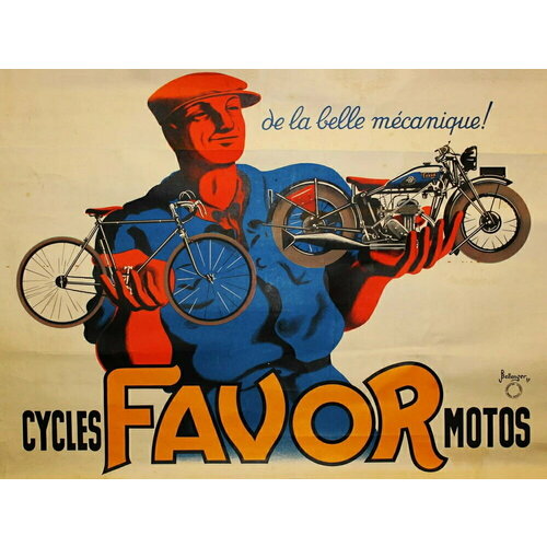 Плакат, постер на холсте Cycles: Favor/Велосипед/винтажный/ретро. Размер 21 на 30 см