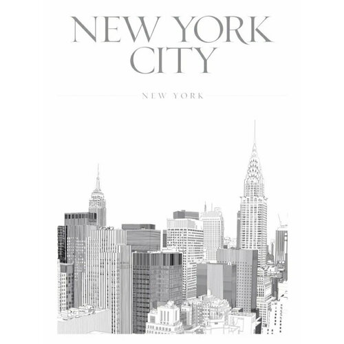 Плакат, постер на бумаге New York/Нью Йорк/черно-белый. Размер 21 х 30 см