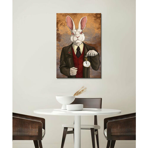 Картина - Заяц, зайцы, зайчонок, зайка, ушастый заяц, пушистый заяц, заяц в костюме, заяц портрет, заяц ар (20) 50х70