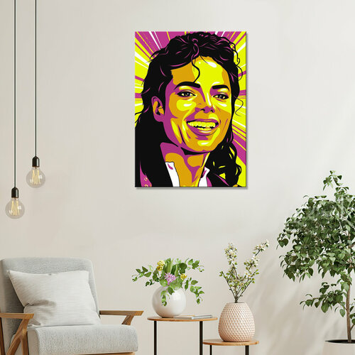 Интерьерная картина на холсте - Майкл Джексон розово-жёлтый арт 60х80