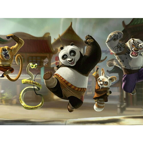 Плакат, постер на холсте Kung-Fu Panda/Кунг-фу Панда/комиксы/мультфильмы. Размер 42 х 60 см