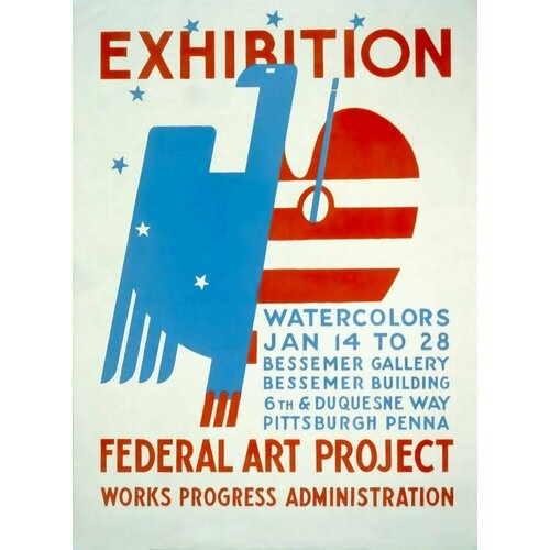 Плакат, постер на холсте Exhibition-watercolors/Выставка акварели. Размер 21 на 30 см