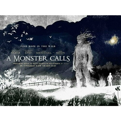 Плакат, постер на бумаге Голос монстра (A Monster Calls), Хуан Антонио Байона. Размер 21 х 30 см