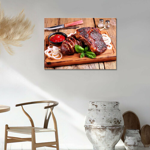 Картина/Картина на холсте для интерьера/Картина на стену/Картина для кухни/ - сочное мясо 30х40
