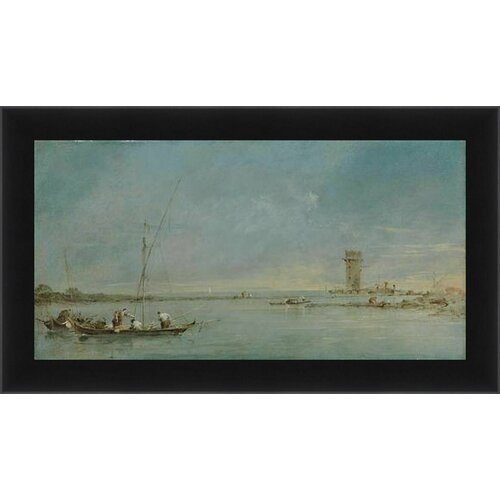 Плакат, постер на бумаге View of the Venetian Lagoon with the Tower of Malghera. Франческо Гварди. Размер 60 на 84 см