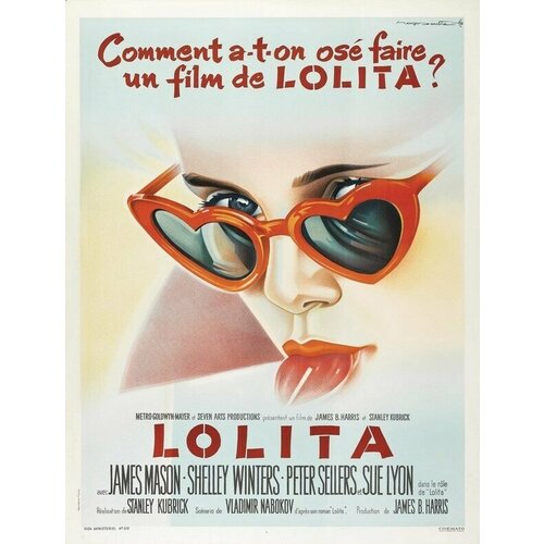 Плакат, постер на бумаге Лолита (Lolita), Стэнли Кубрик. Размер 21 х 30 см