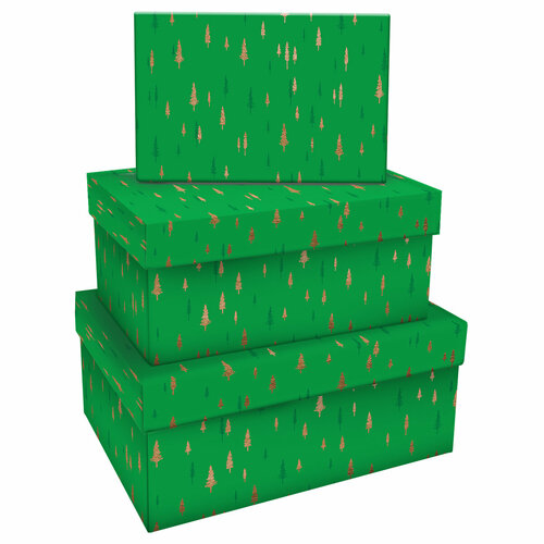 Набор прямоугольных коробок 3в1, MESHU "Christmas trees", (19*12*7,5-15*10*5см) (арт. 358644)