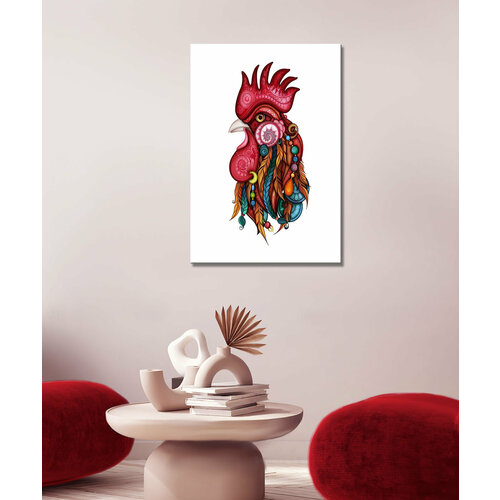 Картина - Курица, курицы, курочка, петух, петухи, красивые породы куриц, стилизация курица, рисунок курица, курица арт, петух арт (13) 20х30
