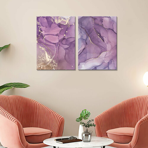 Картина интерьерная-Фиолетовый мрамор (2 модуля-общий размер 30х40)