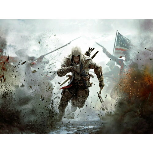 Плакат, постер на холсте Assassins Сreed/Кредо Ассасина/игровые/игра/компьютерные герои персонажи. Размер 21 х 30 см