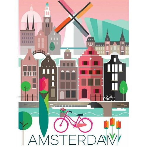 Плакат, постер на бумаге Amsterdam/Амстердам/искусство/арт/абстракция/творчество. Размер 42 х 60 см