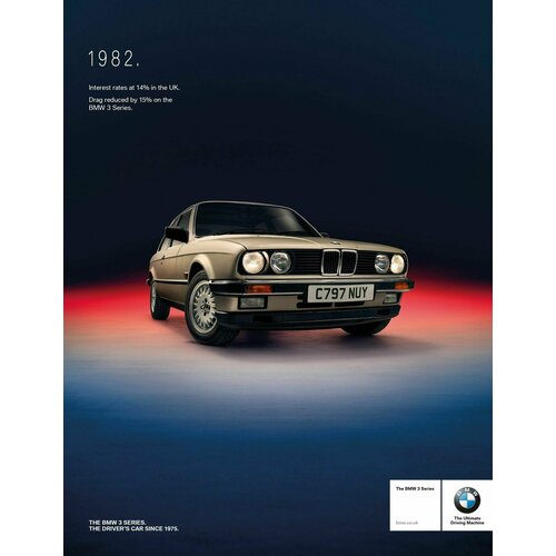 Плакат, постер на холсте BMW E30. Размер 30 на 42 см