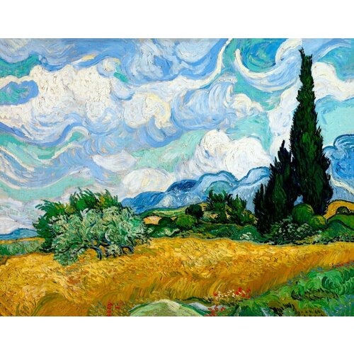 Плакат, постер на холсте Vincent van Gogh-Wheat Field with Cypres/Винсент Ван Гог-Пшеничное поле с кипарис. Размер 42 на 60 см