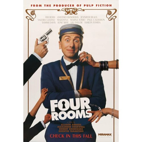 Плакат, постер на холсте Четыре комнаты (Four Rooms, 1995г). Размер 60 х 84 см
