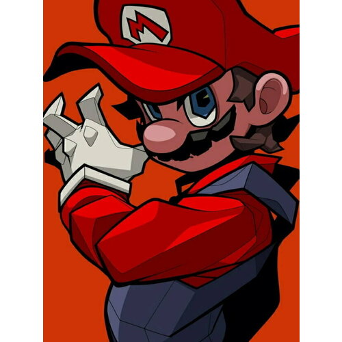 Плакат, постер на холсте Mario/Марио/искусство/арт/абстракция/творчество. Размер 21 х 30 см