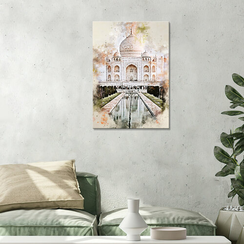 Интерьерная картина на холсте - Дворец Тадж-Махал акварель 60х80