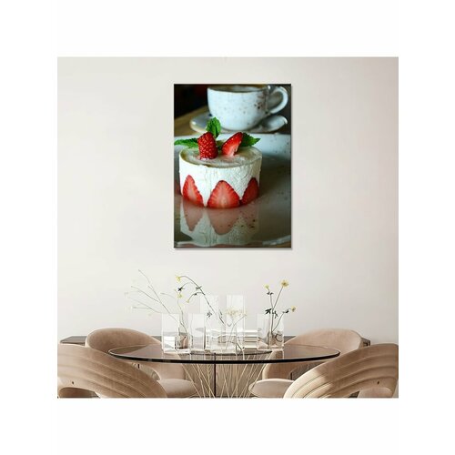 Картина на холсте с подрамником Десерт с клубникой 2 40х60