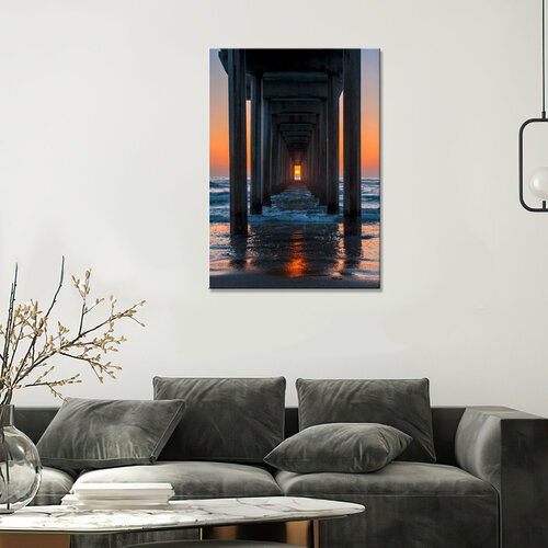 Интерьерная картина на холсте - Тонель в воде и закат 60х80