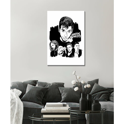 Картина/Картина на холсте для интерьера/Картина на стену/Картина для кухни/ -Arctic Monkeys рисунок черная клякса 40х60