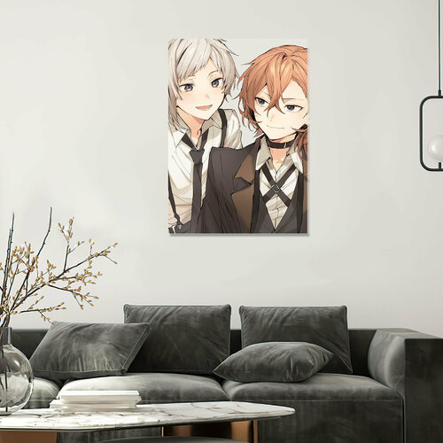 Интерьерная картина на холсте - Дазай и Накахара улыбаются 40х60
