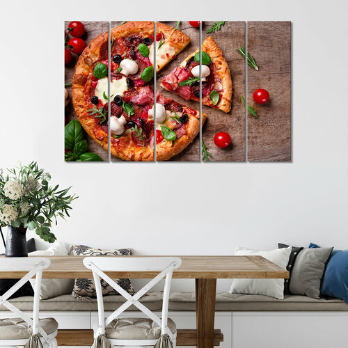 Модульная картина на холсте/Delicious pizza/Аппетитная пицца 150х100