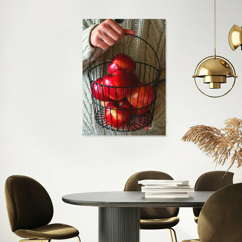 Картина/Картина на холсте для интерьера/Картина на стену/Картина для кухни/ - Яблоки в ведре 20х30