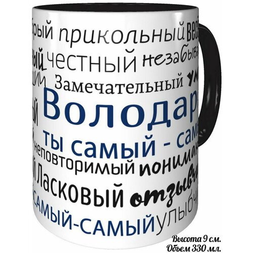 Кружка комплименты Володар ты самый самый - с черной ручкой и черная внутри