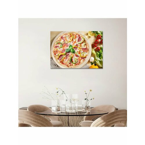 Картина на холсте с подрамником Пицца и овощи 30х40