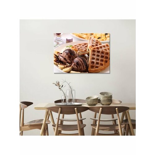 Картина на холсте с подрамником Вафли и шоколадное мороженое 50х70