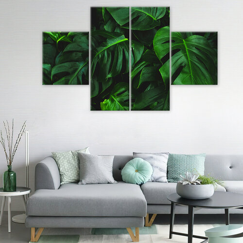 Модульная картина/Модульная картина на холсте/Модульная картина в подарок/ tropical greenery- зелень тропики 130х80