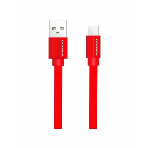 Дата-кабель More choice USB 2.1A для Type-C плоский K20a нейлон 1м (Red)