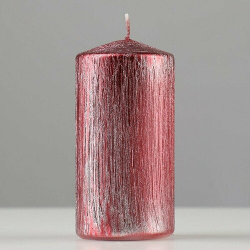 Свеча - цилиндр "Винтаж", 5х10 см, красная (комплект из 8 шт)