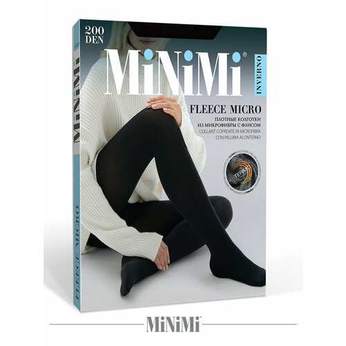 Колготки MiNiMi Fleece Micro, 200 den, размер 4, черный