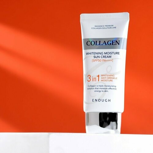 Солнцезащитный крем для лица ENOUGH 3 в 1 с морским коллагеном SPF50 PA+++, 50 мл (комплект из 2 шт)