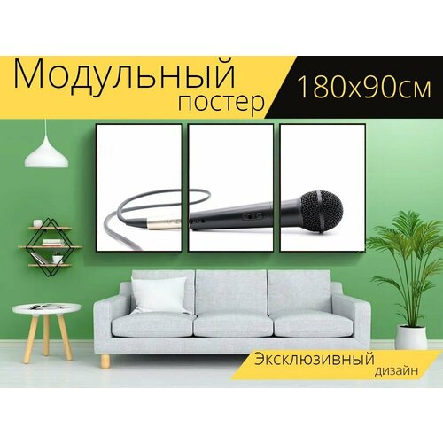 Модульный постер "Микрофон, майк, звук" 180 x 90 см. для интерьера