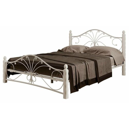 Двуспальная кровать форвард-мебель Фортуна 140х200 см/Каркас белый металл/ Ножки массив березы, белый