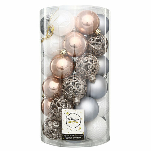 Winter Deco Набор пластиковых шаров Frisette - Белые Ночи 6 см, 37 шт 9029351
