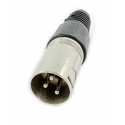 Разъем XLR 3 Pin штекер металл цанга на кабель, черный( 1 штука)