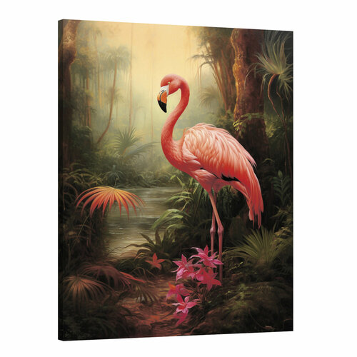 Интерьерная картина 50х70 "Огненное перо фламинго"